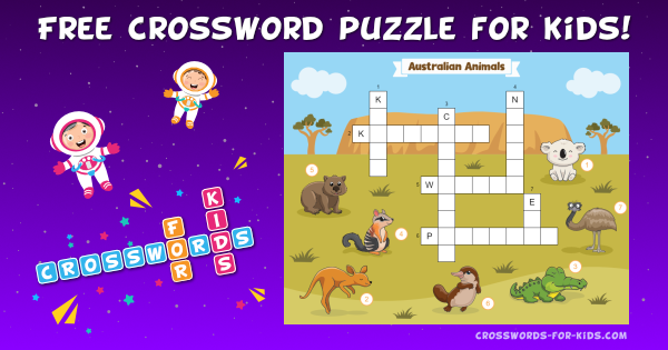 Australian Animals | Easy Crossword Puzzle for kids