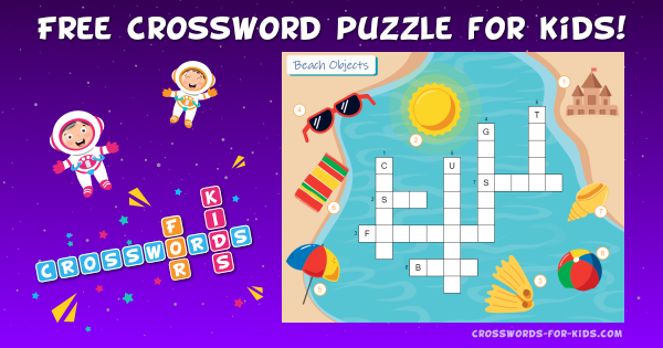 Beach Objects | Easy Crossword Puzzle for kids