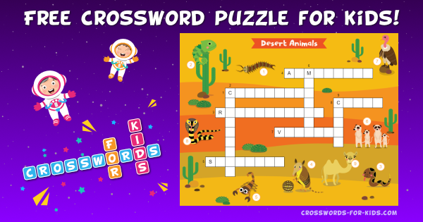 Desert Animals | Easy Crossword Puzzle for kids