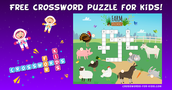 Farm Animals | Easy Crossword Puzzle for kids