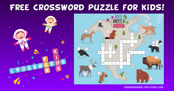 North American Animals | Easy Crossword Puzzle for kids